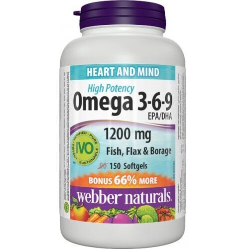 Webber Naturals Omega 3-6-9 1200mg 150 softgels – My Dr. XM