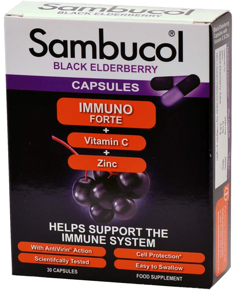 SAMBUCOL Immuno Forte + Vitamin C + Zinc 30 capsules – My Dr. XM